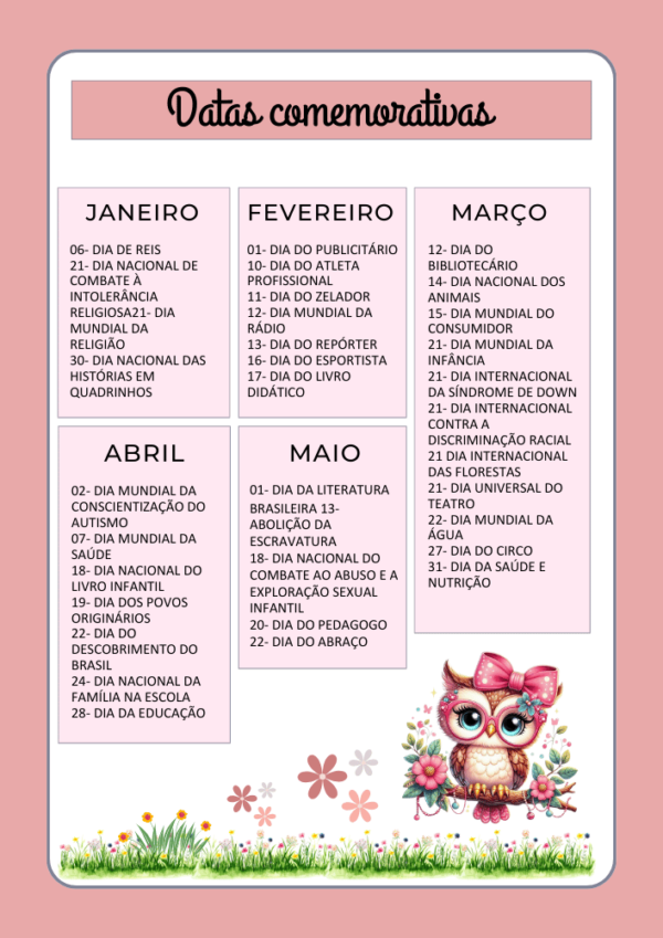 Datas Comemorativas 2025 Educação Infantil - Planejamento de aulas BNCC ...